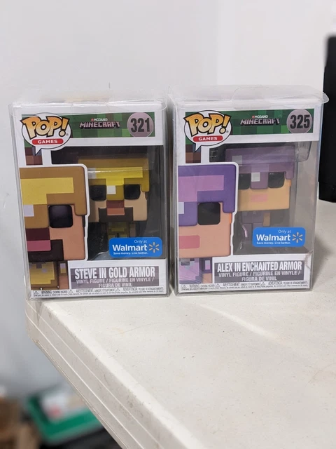 MINECRAFT ALEX IN enchanted arnor & Steve in gold armor funko pop vinyl ...