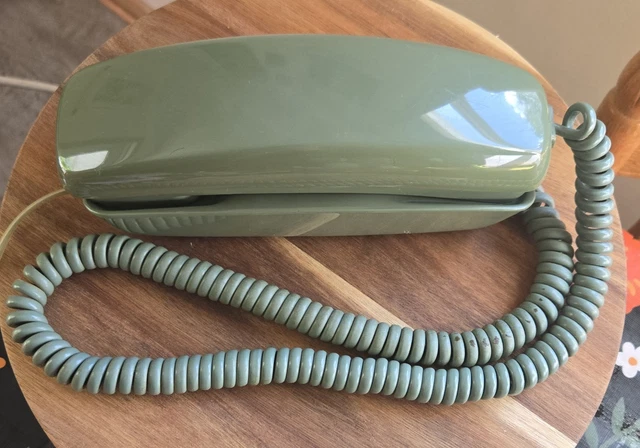VINTAGE BELL SYSTEM WESTERN ELECTRIC TRIMLINE Avocado Green Push Button Phone £44.75 - PicClick UK