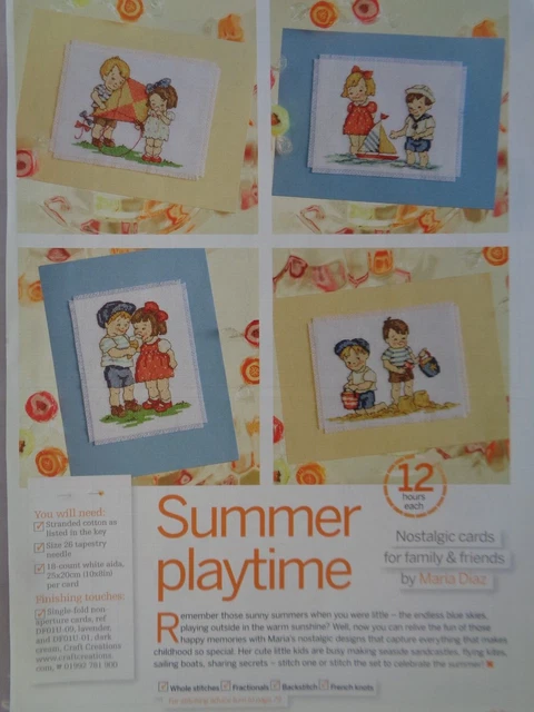 4 NOSTALGIC SEASIDE days designs for cards cross stitch chart by Maria ...