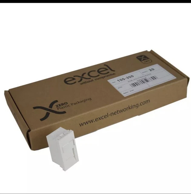 EXCELLENT CAT6 RJ45 Euro Module UTP 25 x 50mm Data Comms Network LAN ...