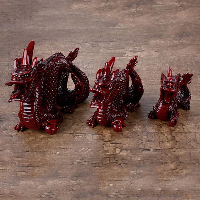 BONNE CHANCE DRAGON dor?? statue dragon chinois sculpture bureau d??co ...