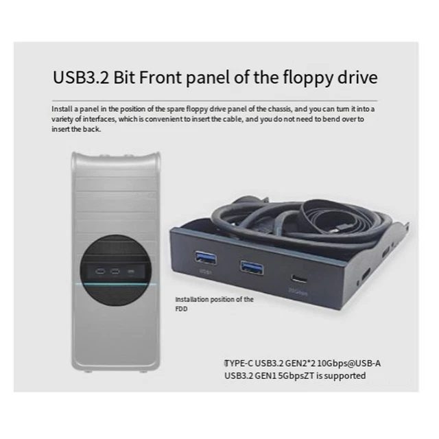 3.5 INCH DESKTOP Floppy Bay Front Panel with 2 X USB 3.0 Type-A ...