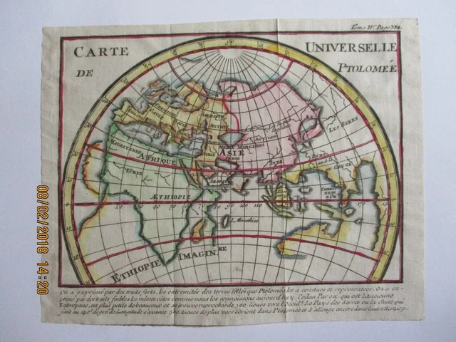 CARTE GÉOGRAPHIQUE ANCIENNE Globe terrestre Ptolémée 18° siècle EUR 30,00 - PicClick FR