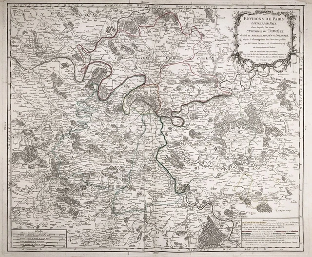 PARIS ILE DE France Versailles Rouen Reims Karte map carte gravure ...