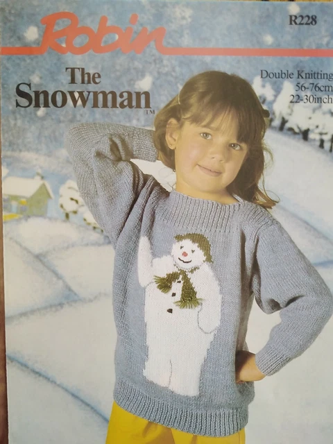 THE SNOWMAN PICTURE Jumper - 56-76cm 5 sizes - ROBIN Knitting Pattern ...