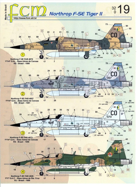 FCM DECALS 1/32 NORTHROP F-5E TIGER II Brazilian Air Force Jet Fighter ...