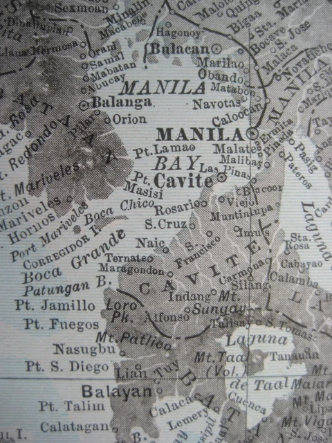 ORIGINAL 1901 MAP LUZON Philippines Manila Cavite Lingayen Balayan Tibi ...