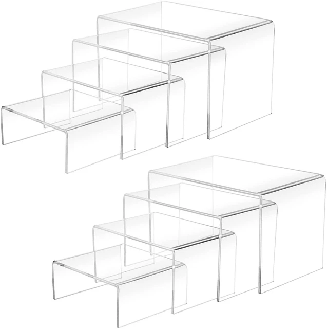 2 SETS LARGE Acrylic Risers, Clear Rectangular Showcase Collectibles ...
