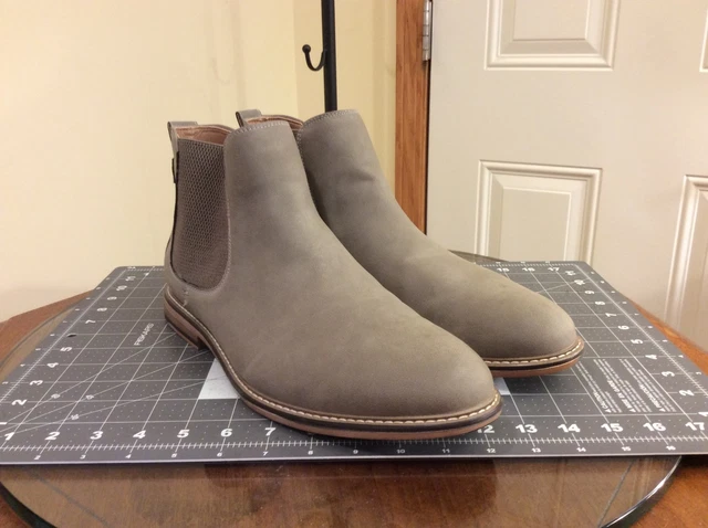 STEVE MADDEN MENS Buckle GANDOL Chelsea Boots Suede Taupe Sz 12 M £30. ...
