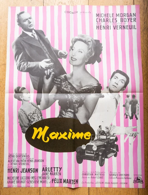 MAXIME AFFICHE CINÉMA 60x80 HENRI VERNEUIL, MICHELE MORGAN, ARLETTY, BOYER EUR 10,00 - PicClick FR