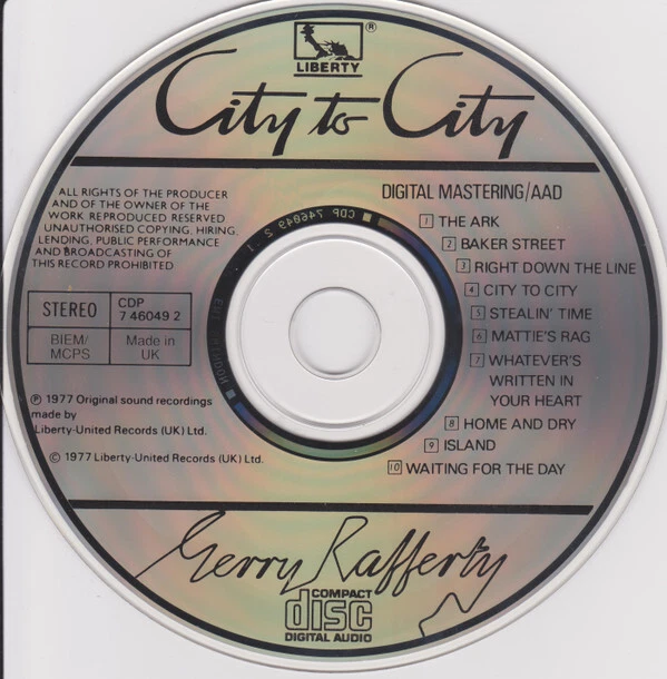 GERRY RAFFERTY CITY To City CD, album, RE 0 Pop Rock, Soft Rock (VG+ ...