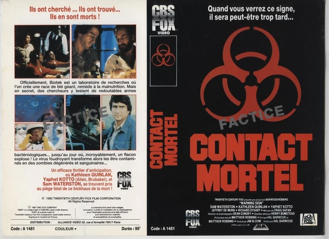 JAQUETTE VIDEO(SEUL SANS vhs)-CONTACT MORTEL-C B S- EUR 3,50 - PicClick FR