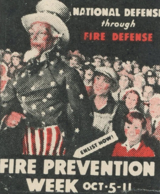1930'S UNCLE SAM Fire Defense National Prevention Week Poster Stamp ...