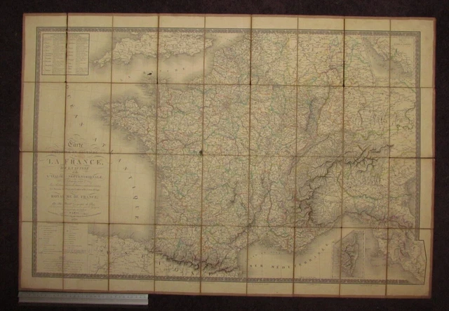 1832 CARTE PHYSIQUE et ROUTIERS de la FRANCE SUISSE ET ITALIE par BRUE ...