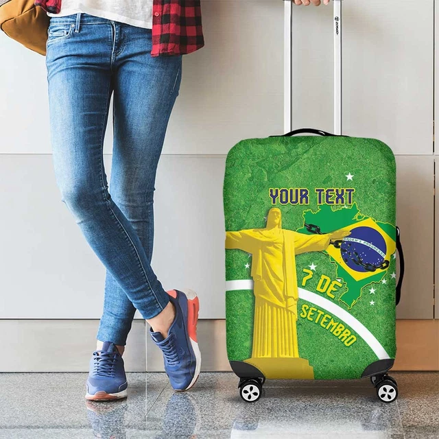 PERSONALIZED BRAZIL INDEPENDENCE Day Luggage Cover Brasil Map Christ ...