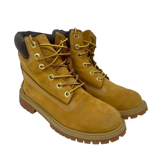 TIMBERLAND JUNIOR PREMIUM Waterproof Leather Boots 6" Nubuck Tan 107.3 ...