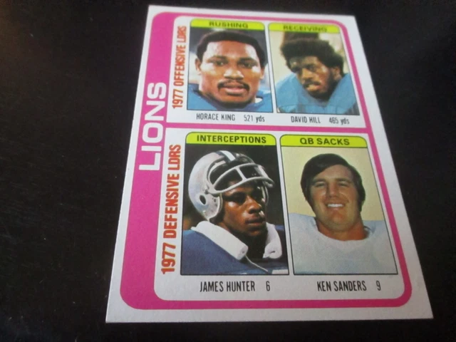 DETROIT LIONS 1978 topps LEADERS NON MARQUÉS CARTE #509 pas de neuf EUR ...