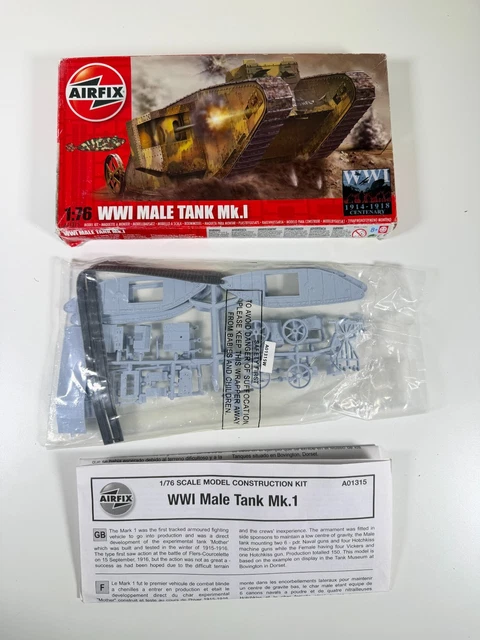 AIRFIX A01315 1:76 Scale WWI Male Tank Mk.I Plastic Model Kit - Open ...