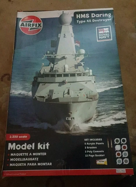 AIRFIX HMS DARING Type 45 Destroyer 1/350 scale Inc Paints, Glue ...