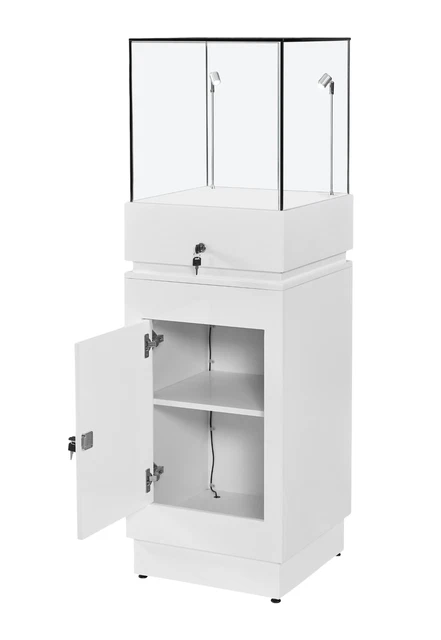 PLINTH DISPLAY SHOWCASE 1300Mm High Glass Cube 400Mm Wide Retail Shop ...