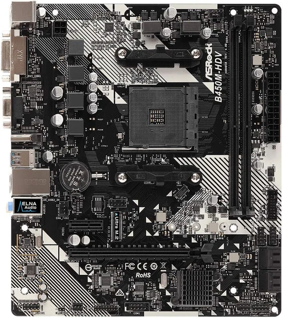 ASROCK B450M-HDV R4.0 Socket AM4/ AMD Promontory B450/ DDR4/ SATA3&USB3 ...