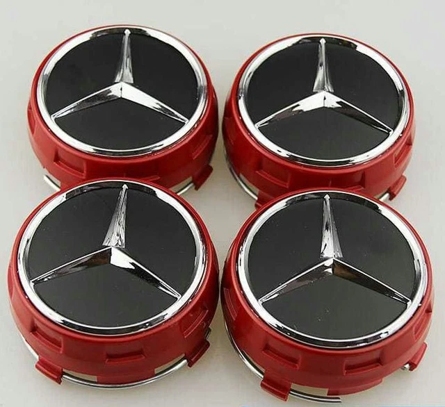 4X WHEEL CENTRE Hub Caps 75mm Red AMG Cover Badge For Mercedes Benz £12 ...