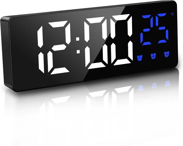 JQGO DIGITAL ALARM Clocks Bedside Mains Powered Non Ticking, LED Clock ...