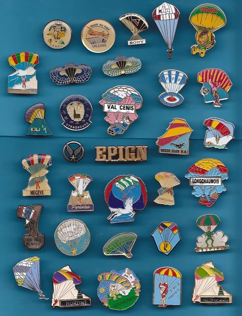 RARE LOT 32 Pin's Parachutiste Parachutisme Para Parachute Parapente ...