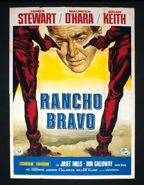 RANCHO BRAVO POSTER manifesto James Stewart O'Hara The Rare Breed ...
