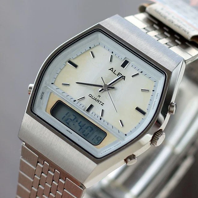 SEIKO ALBA VINTAGE Watch 1980s Digi-Ana Dial Hexagon Uplight Index Dead ...