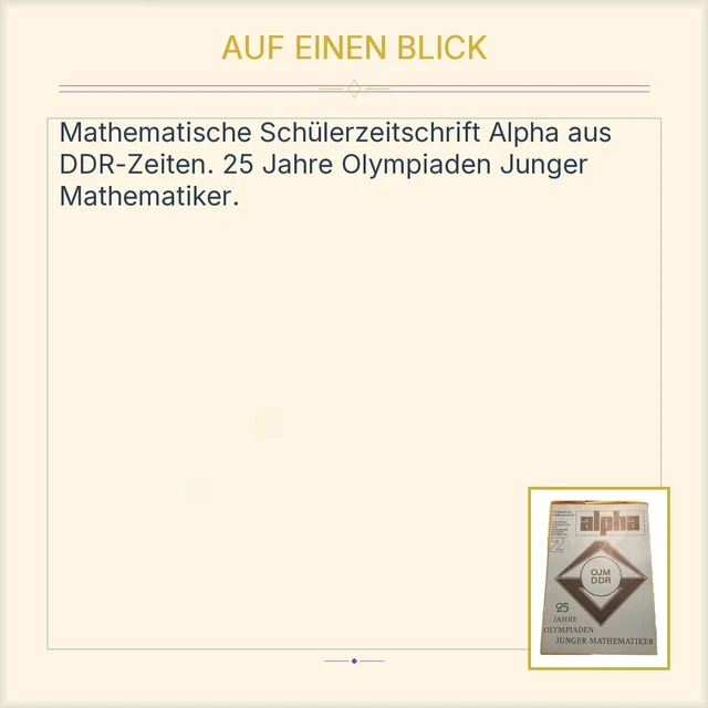 VOLK UND WISSEN Alpha Math Schülerzeitschrift DDR 25 Jahre Olympiaden ...
