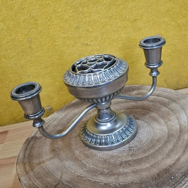 VINTAGE SEBA SILVER Plated Candelabra Flower Bowl Centrepiece Made In ...