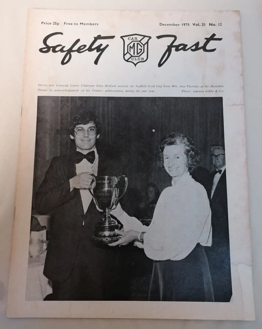 MAGAZINE - VINTAGE Safety Fast MG Car Club Magazine December 1978 Vol ...