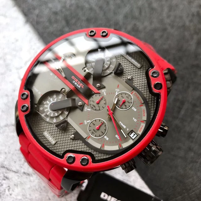 MONTRE CHRONOGRAPHE À quartz diesel Mr. Daddy 2.0 en acier inoxydable rouge DZ7370 EUR 246,85 ...