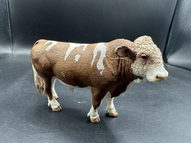 SCHLEICH LARGE BROWN & White Cow Farm Farmyard Animal Toy Play Figure ...