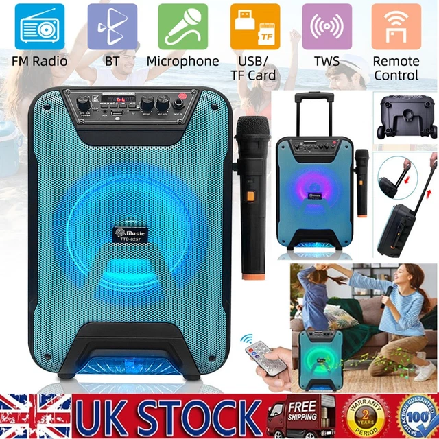 PORTABLE WIRELESS BLUETOOTH Speaker Karaoke Machine Mic Subwoofer Party Trolley £37.99 - PicClick UK