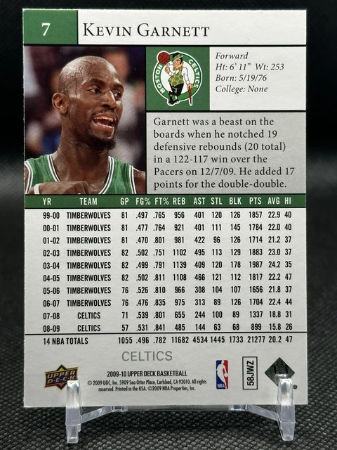 2009-10 UPPER DECK Boston Celtics Basketball Card #7 Kevin Garnett EUR ...