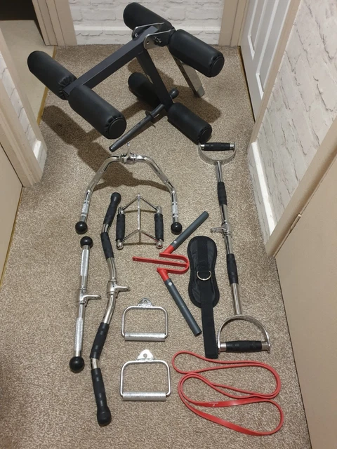 SET OF ATTACHMENTS for multi-gym cable cross over +used leg developer ...
