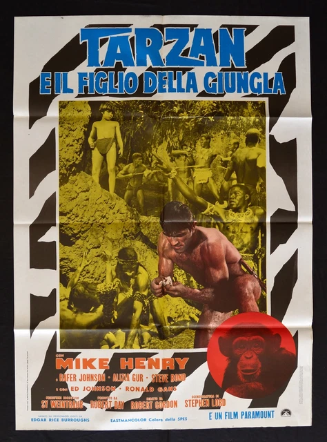 MANIFESTO TARZAN E IL FIGLIO DELLA GIUNGLA mike henry rafer gur bond ...