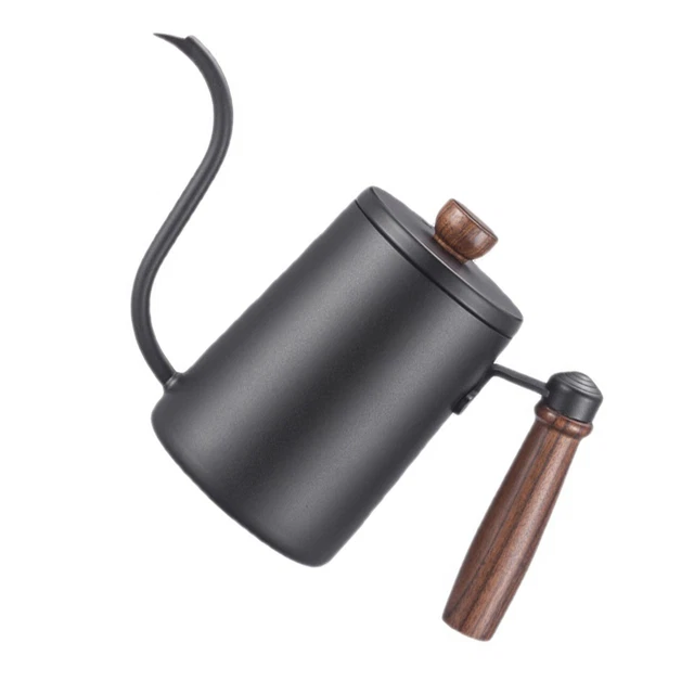 BLACK HAND DRIP Coffee Kettle Wooden Handle Gooseneck 304 Stainless ...