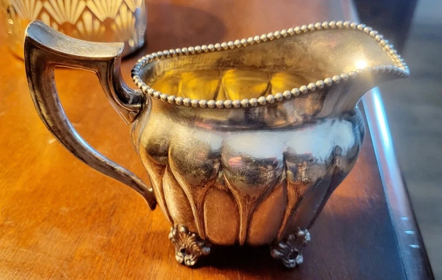 VINTAGE ANTIQUE MERIDEN SP Co Silverplate Numbered Footed Creamer ...