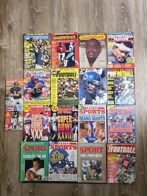 19 NFL FOOTBALL Magazines 1978-1990 Bradshaw Payton Mcmahon Montana ...