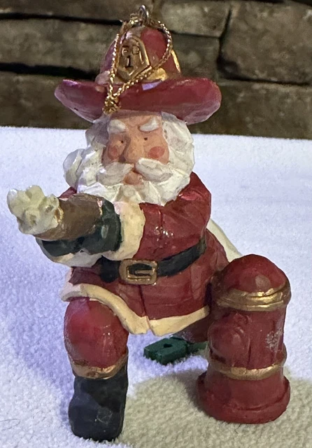FIREMAN SANTA CLAUS With Hydrant And Hose Collector's Christmas ...
