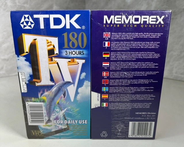 VHS NASTRI VUOTI Video X 2 TDK Memorex 180 Nuovo Sigillato 3 Ore EUR 11,71 - PicClick IT