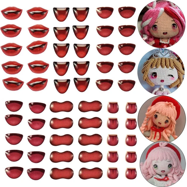 CARTOON CRYSTAL MOUTHS Cute Mouth Sticker Face Organ Paster Clay Decals ...