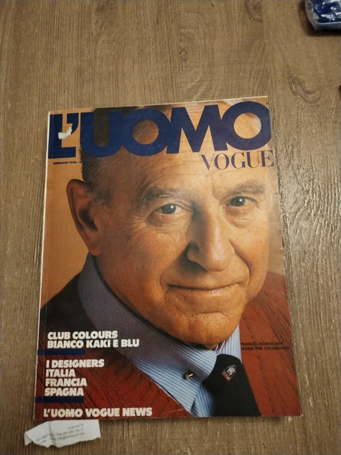 RIVISTA MODA FASHION Vogue Italia L'uomo N 160 1986 Franco Modigliani ...