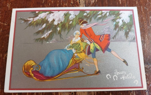 CARTOLINA D'EPOCA ORIGINALE Buon Natale Coppietta Augurale Ferro Di Cavallo EUR 9,00 - PicClick IT