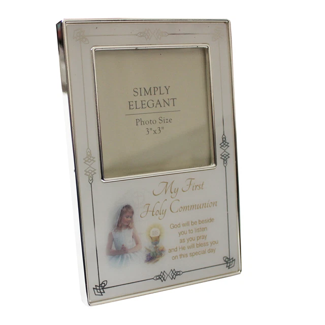 MY FIRST HOLY Communion Silver Plated Photo Frame 3' x 3' with Wording ...