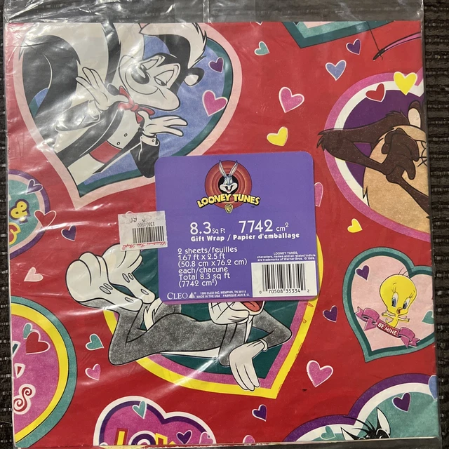 VINTAGE LOONEY TUNES Bugs Pepé Le Pew Taz Tweety Gift Wrap Sheet ...