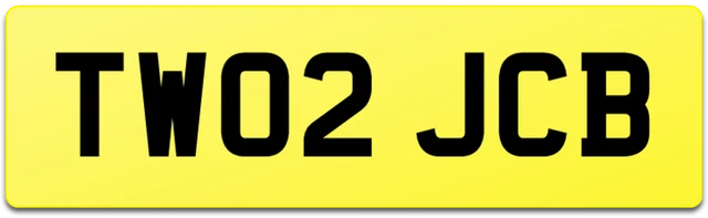 TW02 JCB BACKHOE Loader Reg Number Plate Digger Dig Handler Long Reach ...